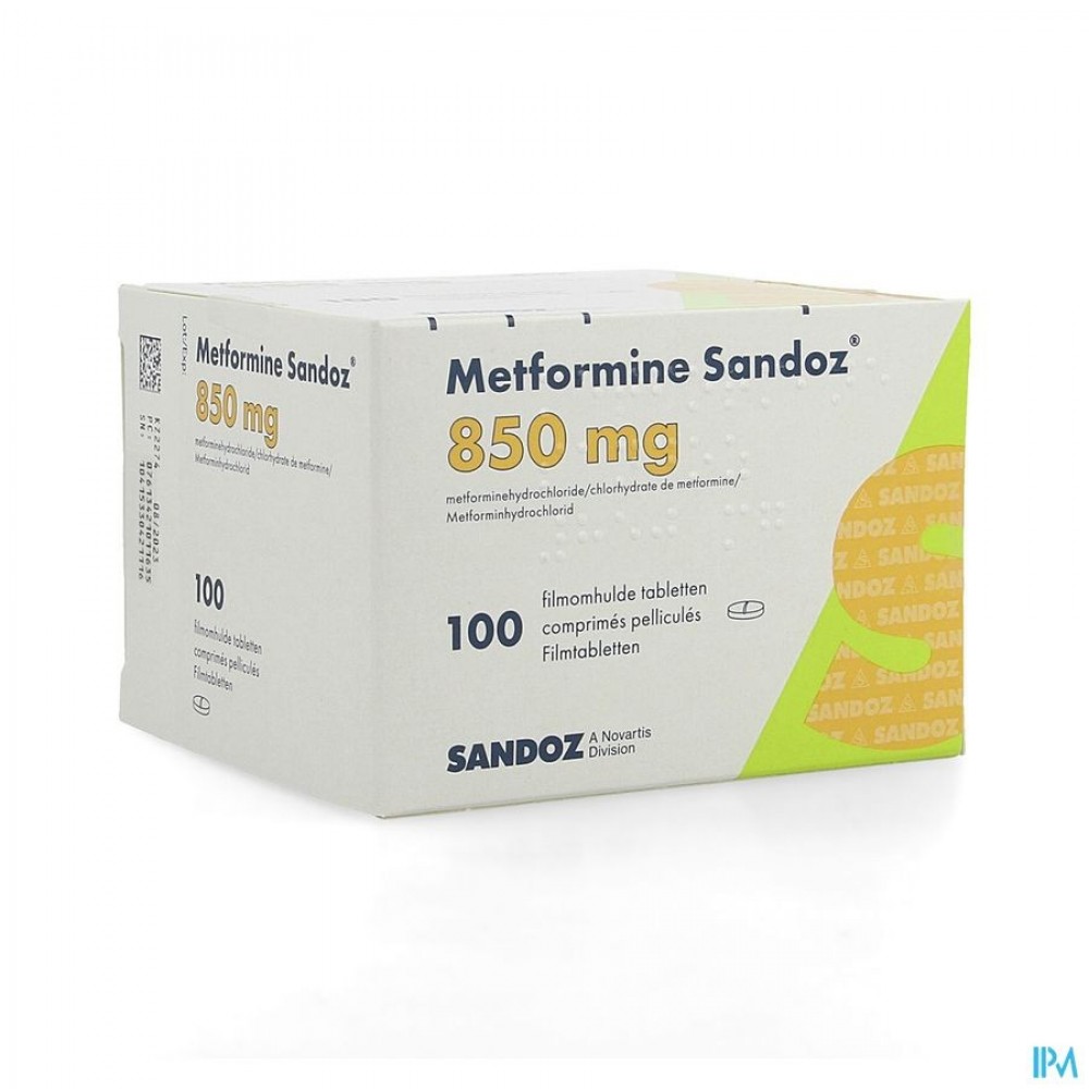Metformine Sandoz 850mg Comp 100 X 850mg | Apotheek Vanderhaegen