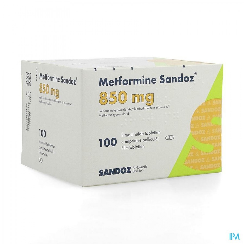 Metformine Sandoz 850mg Comp 100 X 850mg | Apotheek Vanderhaegen