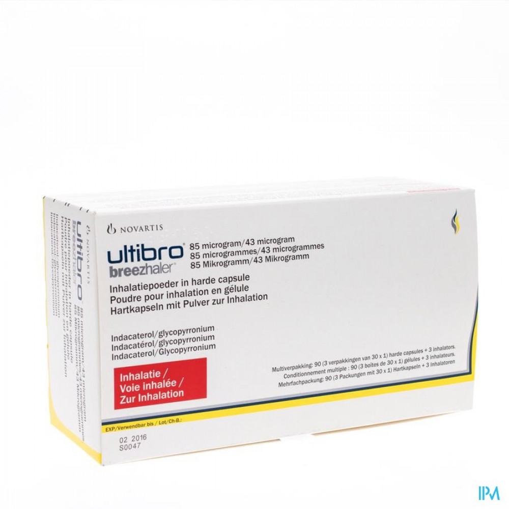 Ultibro Breezhaler 85mcg/43mcg Inhal Pdr Caps 90 | Apotheek Vanderhaegen