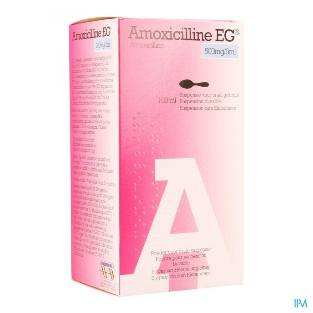 Amoxicilline EG 500Mg/5Ml Pdr Orale Susp 100Ml | Apotheek Vanderhaegen