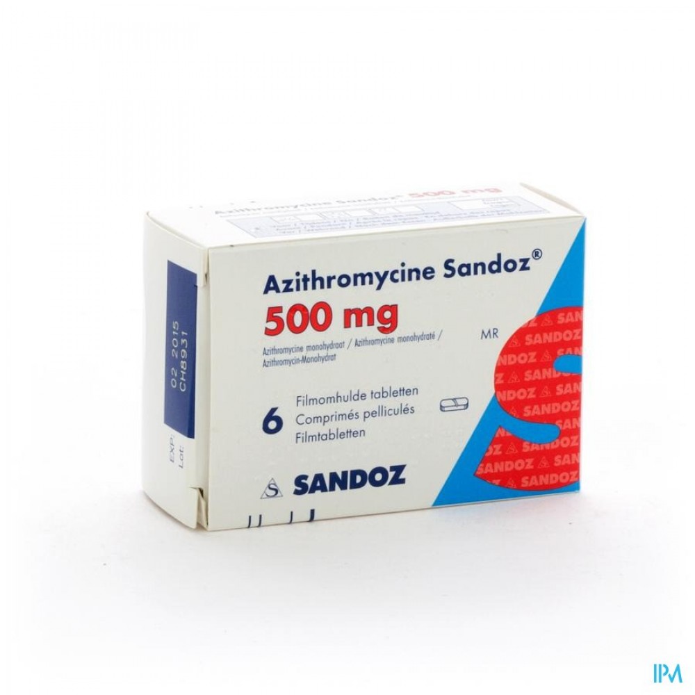 Azithromycine 500mg Sandoz Tabl Omhulde 6x500 mg | Apotheek Vanderhaegen