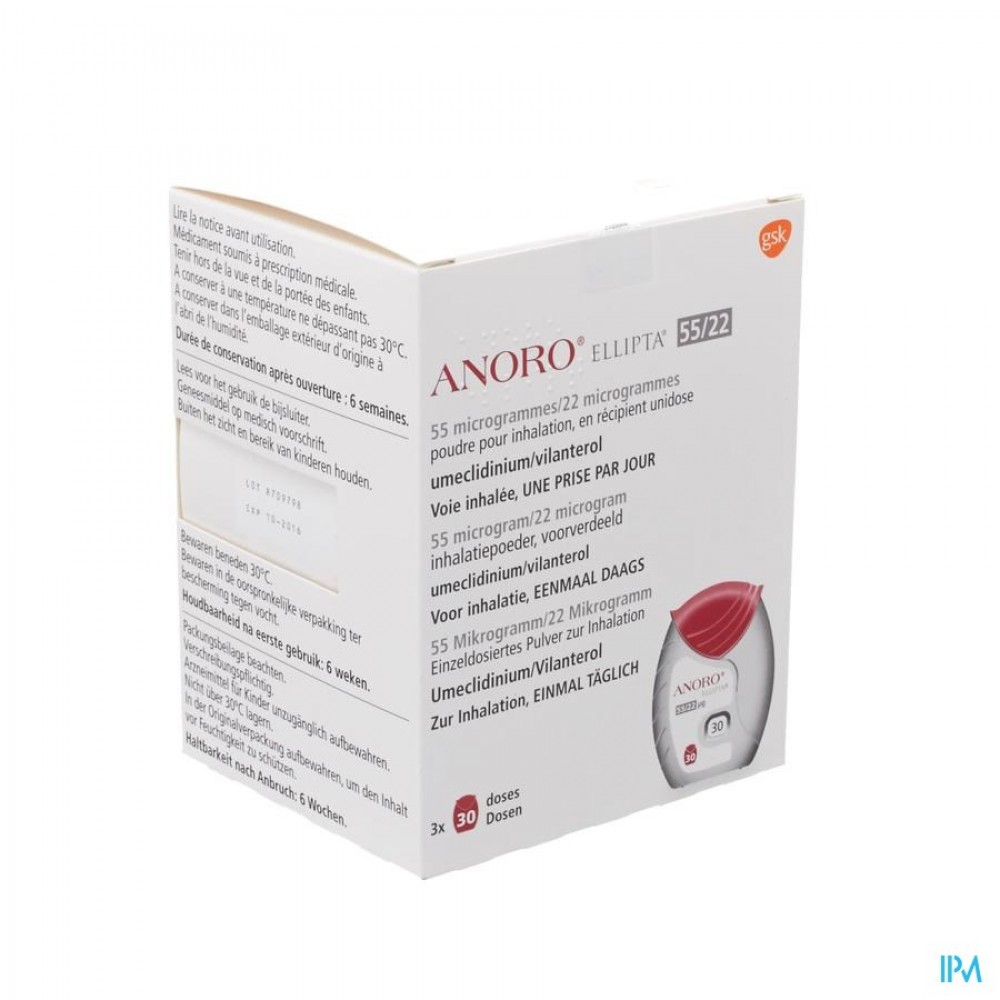 Anoro Ellipta 55/22mcg Pulv Inhal Multidose 90 | Apotheek Vanderhaegen