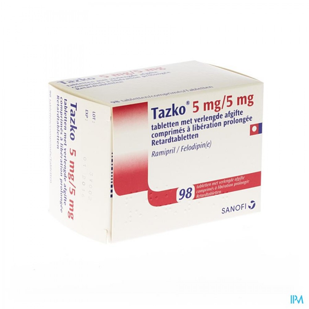 Tazko 5,0/5,0mg Verleng Werking Comp 98 X 5 | Apotheek Vanderhaegen