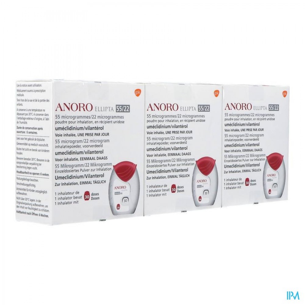 Anoro Ellipta 55/22mcg Pulv Inhal Multidose 90 | Apotheek Vanderhaegen